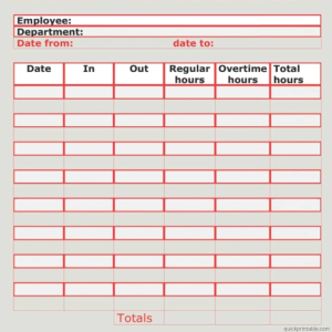 Daily Employee Break Log - quickprintable.com
